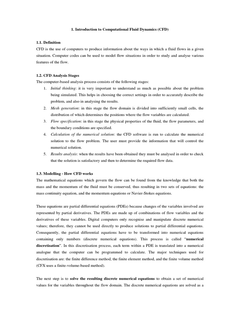 Introduction To Computational Fluid Dynamics (CFD) | PDF | Partial Differential Equation ...