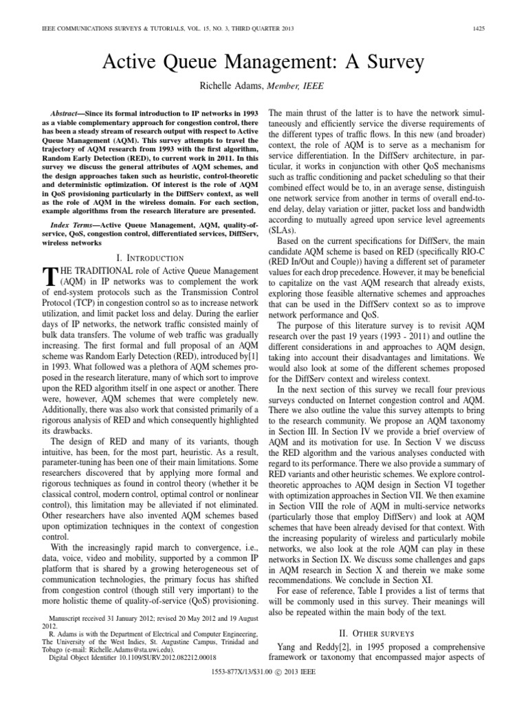Active Queue Management | PDF | Network Congestion | Quality Of Service