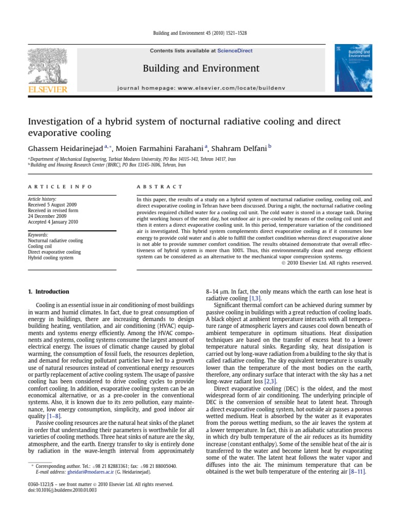 Investigation of A Hybrid System of Nocturnal Radiative Cooling | PDF | Air Conditioning | Heat ...