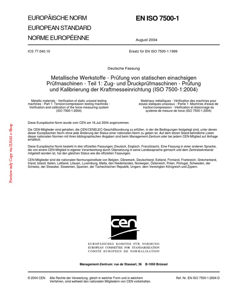 EN ISO 7500-1 (2004) (D) Codified | PDF
