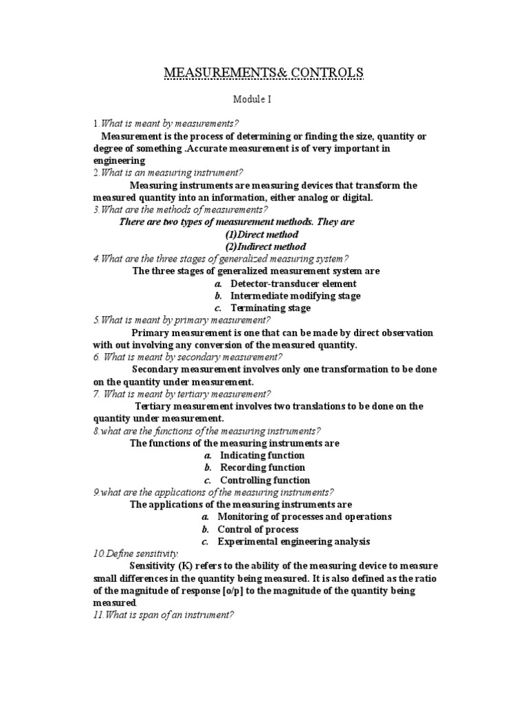 Measurement and Controls | PDF | Calibration | Control Theory