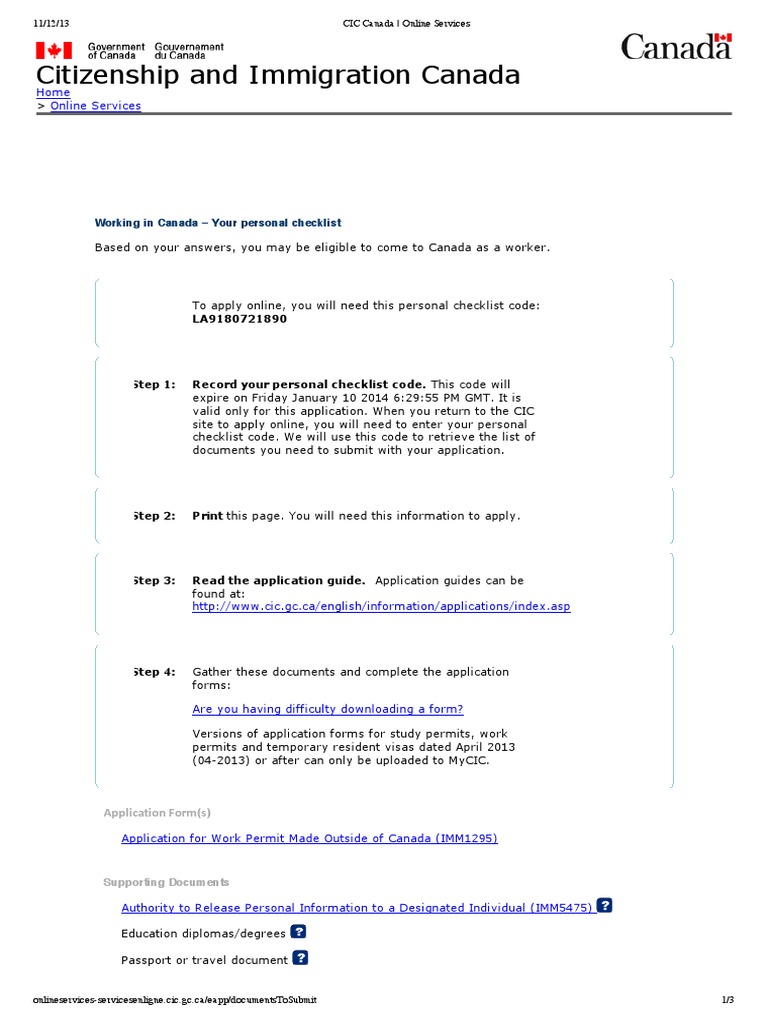 CIC Canada - Online Services | PDF | Login | Travel Visa