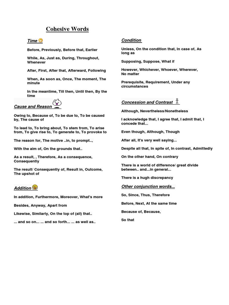 Cohesive Vocabulary for Writing | PDF | Career & Growth | Language Arts ...