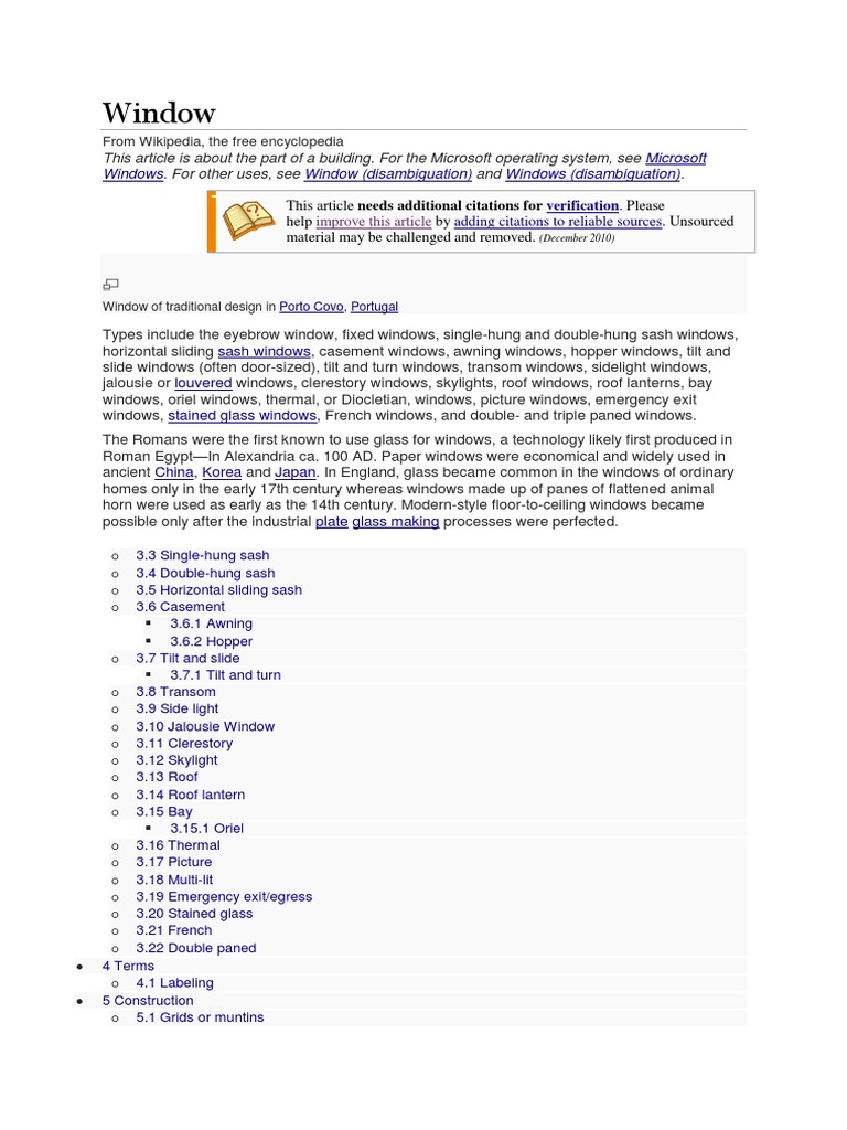 Window: This Article Is About The Part of A Building. For The Microsoft ...