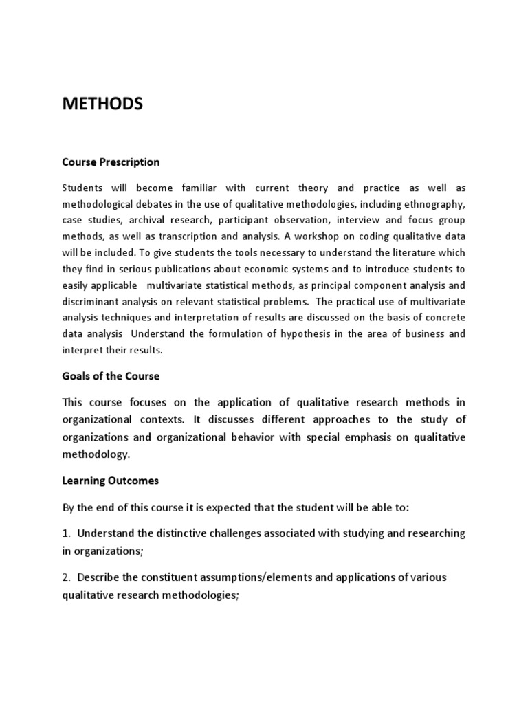 Qualitative Research Methods | PDF | Qualitative Research | Factor Analysis
