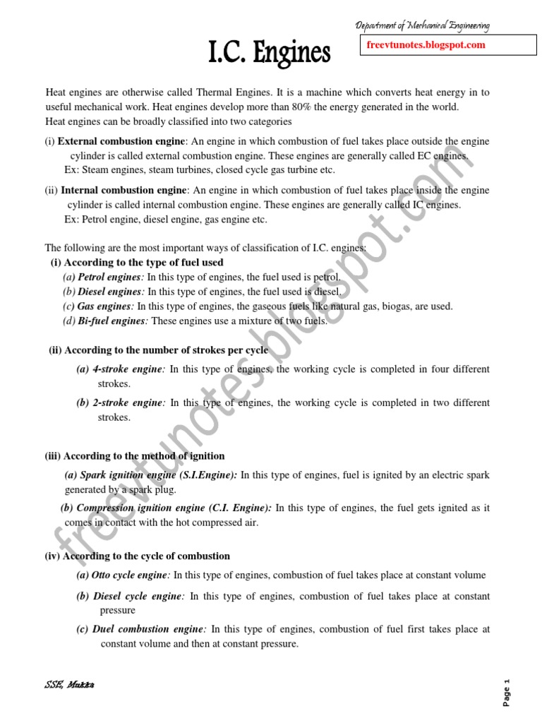 I.C. Engines: (I) According To The Type of Fuel Used | PDF | Internal ...