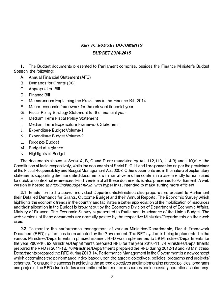 Key To Budget Documents BUDGET 2014-2015 | PDF | Government Budget ...