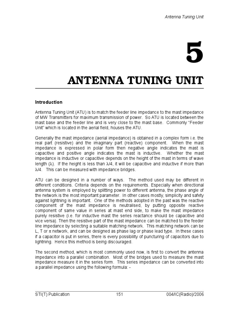 Antenna Tuning Unit | PDF | Electrical Impedance | Antenna (Radio)