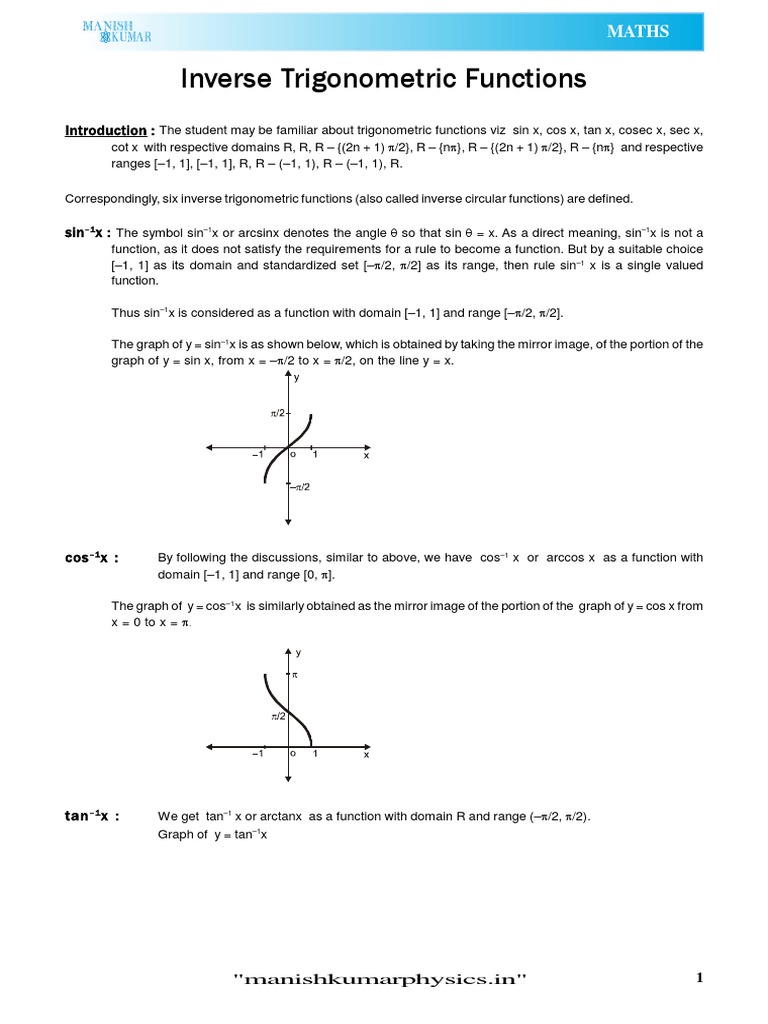 Inverse Trigonometry Guide | PDF | Sine | Function (Mathematics)