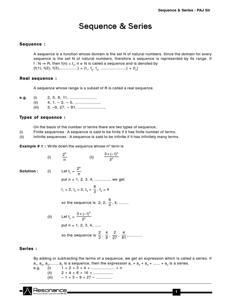 Sequence & Series Theory - e | PDF | Sequence | Mathematical Objects