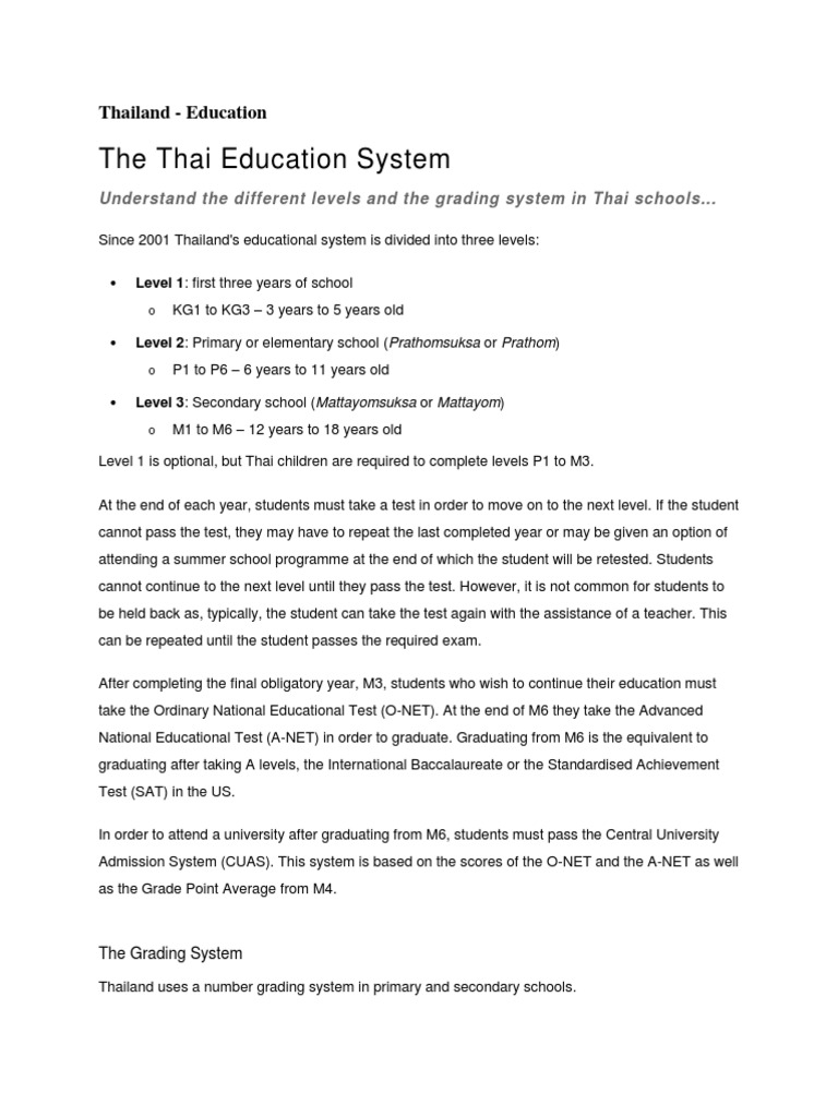 The Thai Education System | PDF | State School | Special Education