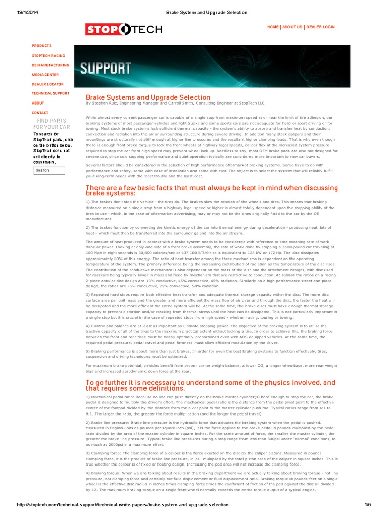 Brake System Selection Guide for Performance Driving | PDF | Brake ...