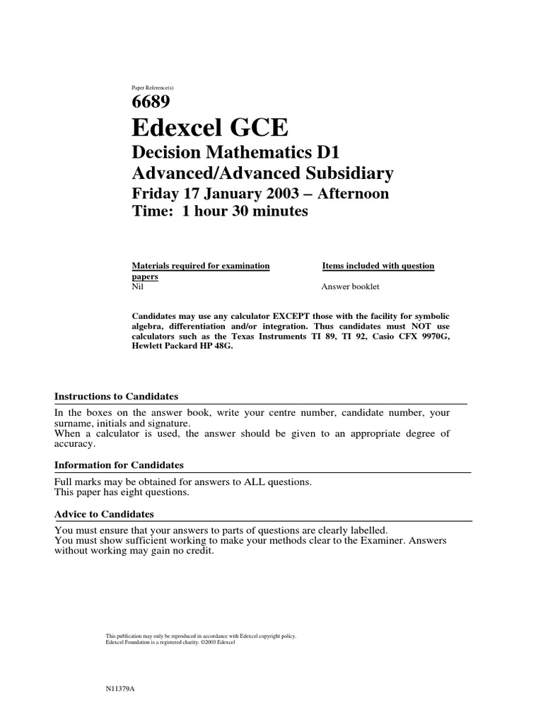 D1 January 2003 | PDF | Mathematical Analysis | Applied Mathematics