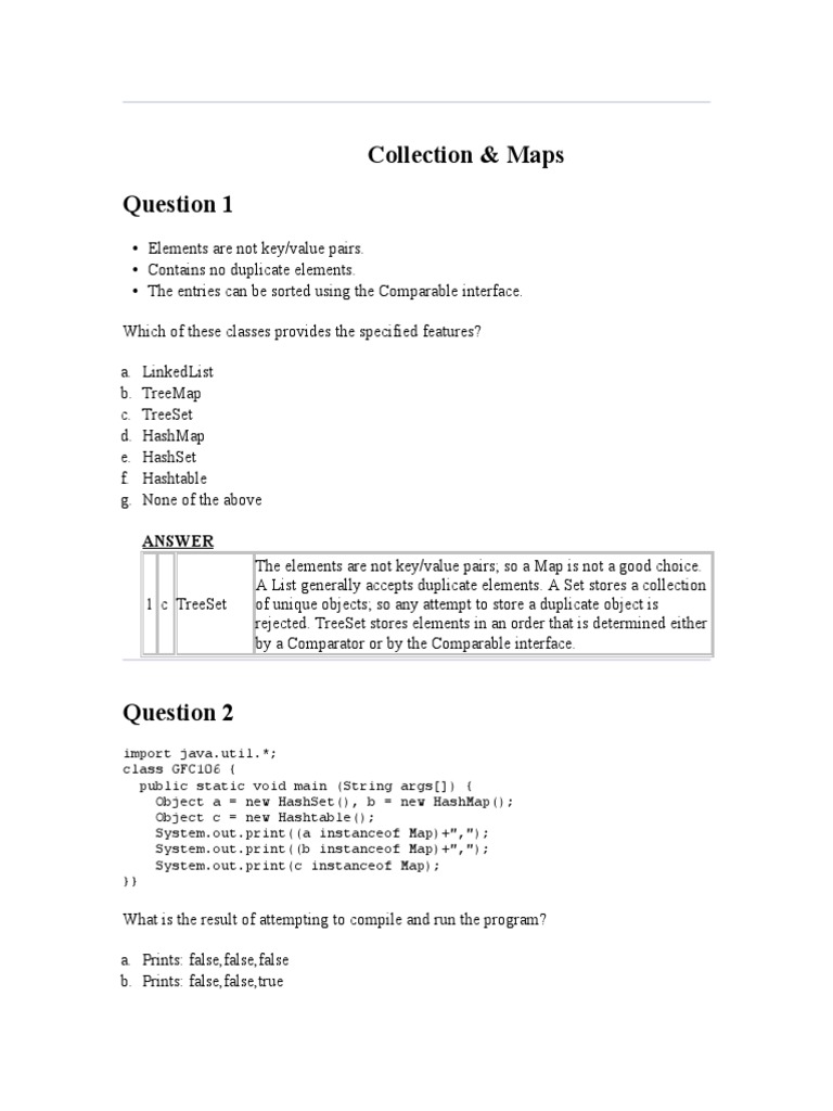 Collection & Maps Question 1 | PDF | C (Programming Language) | Method ...