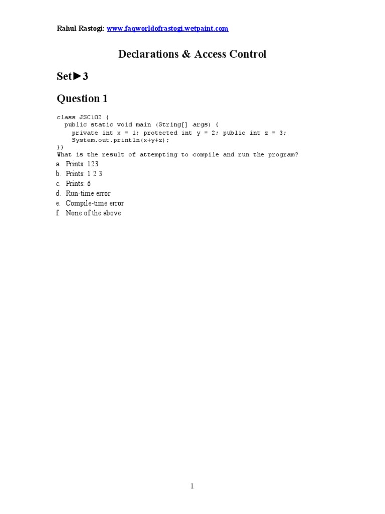 Declarations And Access Control3 Pdf Method Computer Programming