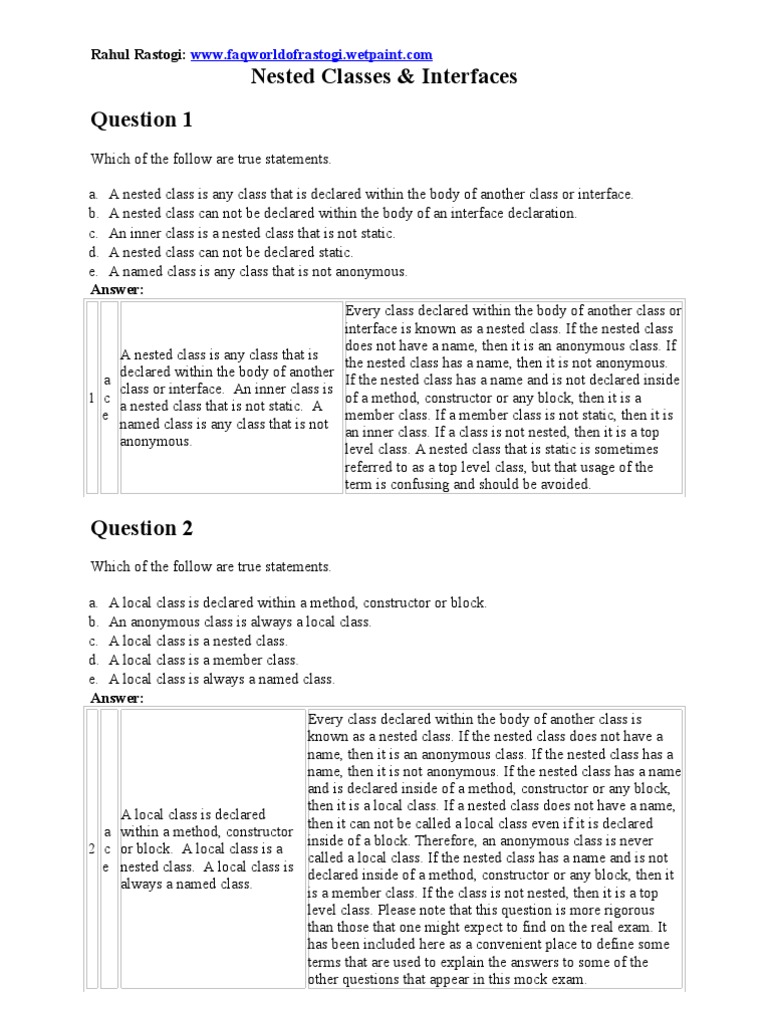 Nested Classes And Interfaces Pdf Class Computer Programming C Programming Language 1566