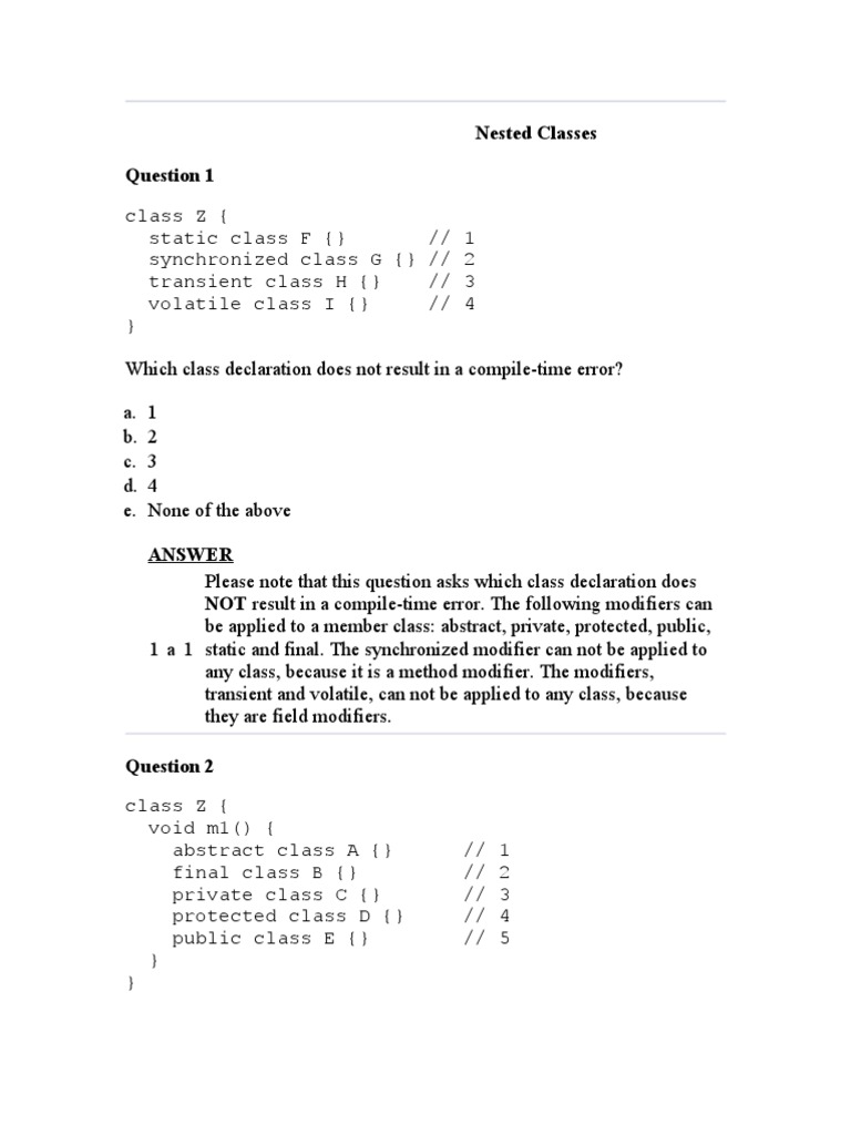 Nested Classes 2 Pdf Class Computer Programming Method