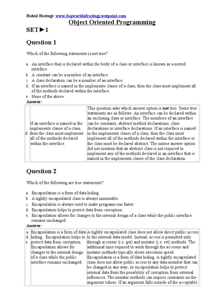 Object Oriented Programming 1 | PDF | Class (Computer Programming ...