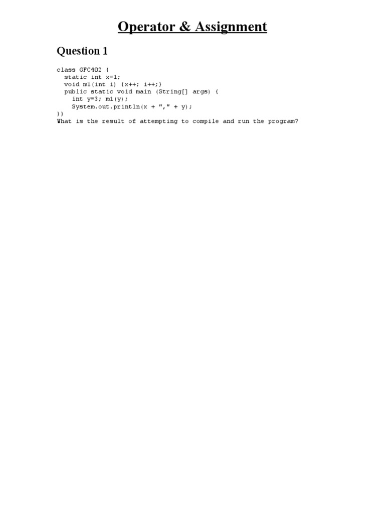 Operator & Assignment 2 | PDF | Parameter (Computer Programming) | C ...