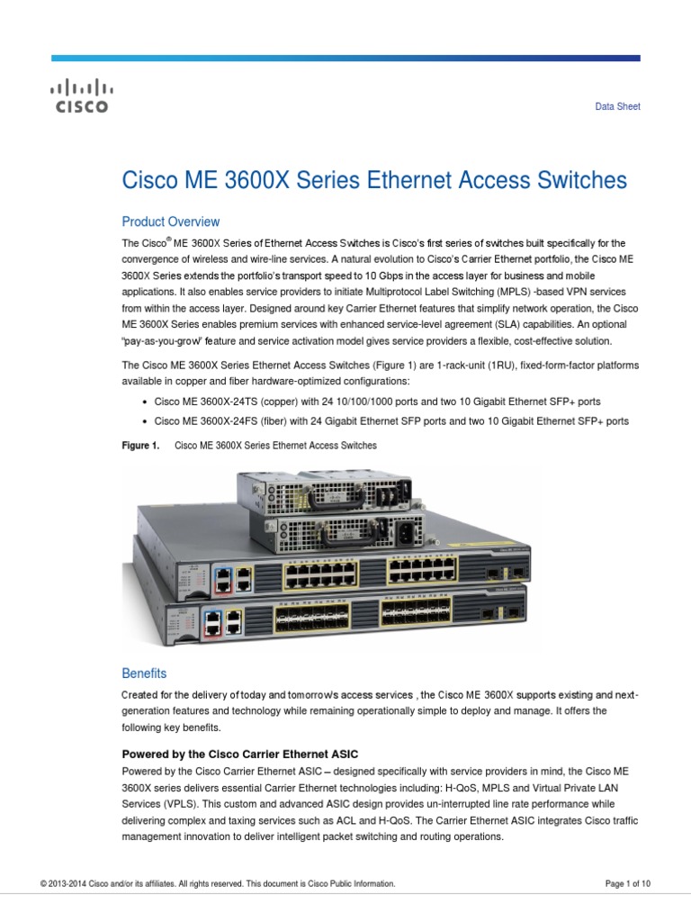 Cisco ME 3600X Series Ethernet Access Switches: Product Overview | PDF ...