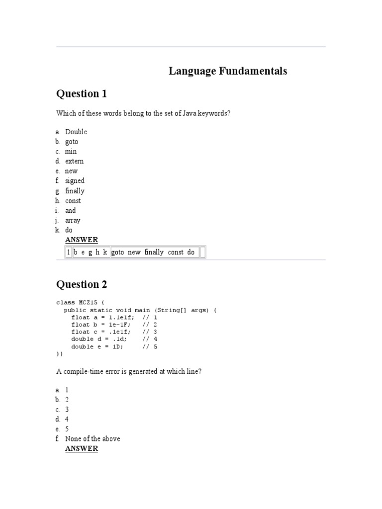 Language Fundamentals 3 Set 2 | PDF | String (Computer Science ...