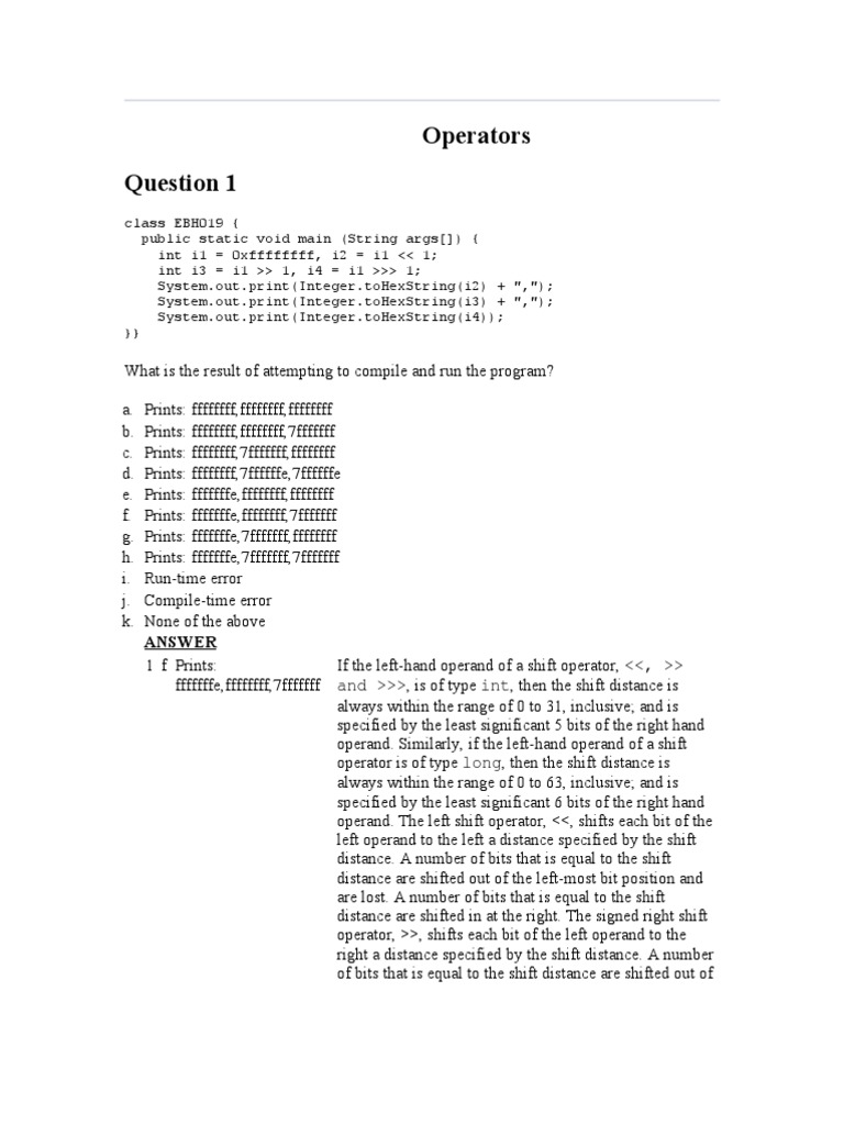 Operators Question 1 | PDF | C (Programming Language) | Data Type
