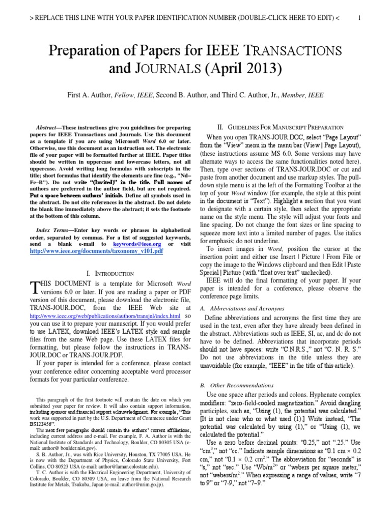 Preparation of Papers For IEEE T and J: (April 2013) | PDF | Technology ...
