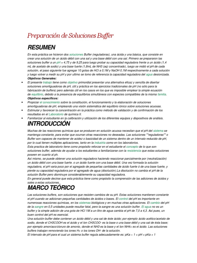 Preparación de Soluciones Buffer | PDF | Ph | Solución tampón