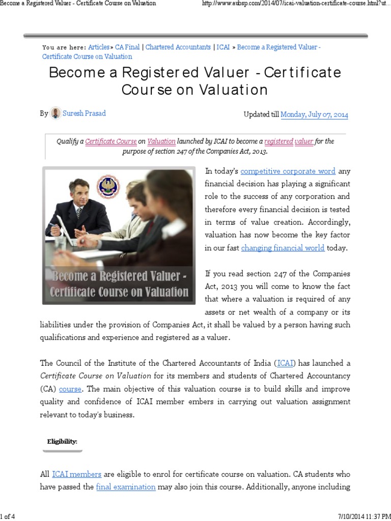 Become A Registered Valuer - Certificate Course On Valuation | PDF ...