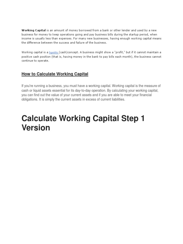 How To Calculate Working Capital | PDF | Working Capital | Business ...