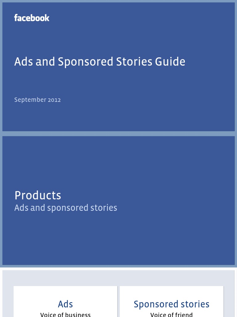 Ads and Sponsored Stories Guide | PDF | Facebook | Advertising