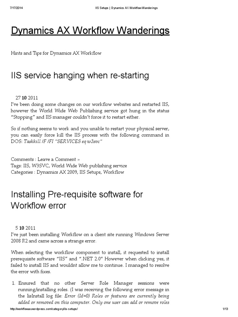 IIS Setups - Dynamics AX Workflow Wanderings | PDF | Internet ...