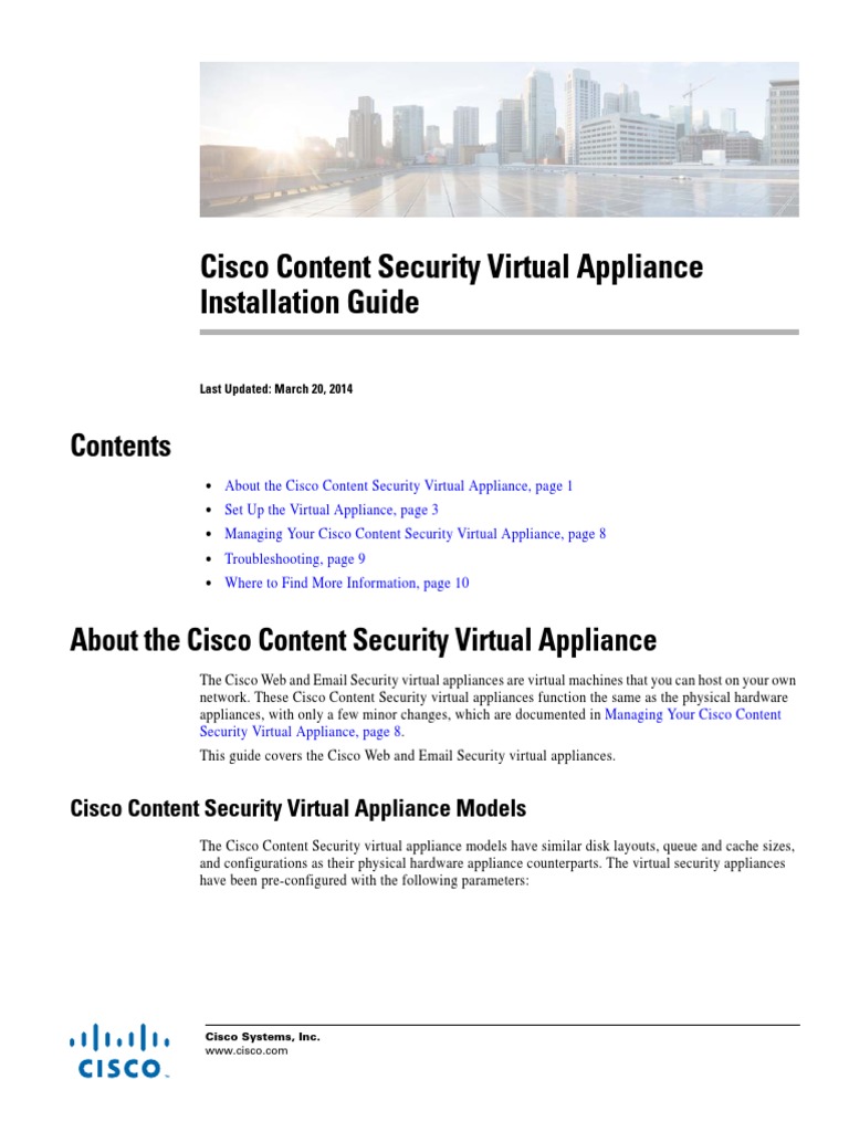 Cisco Content Security Virtual Appliance Install Guide | PDF | V Mware | Command Line Interface