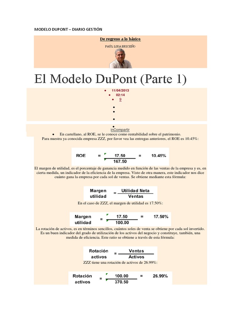 Modelo Dupont | PDF | Apalancamiento (Finanzas) | Rentabilidad sobre ...