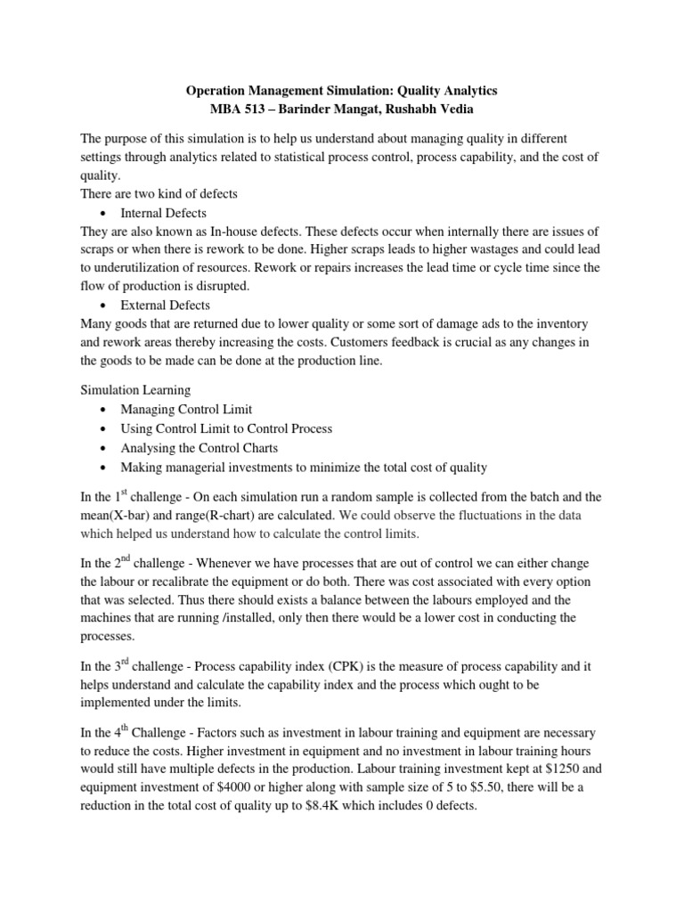 Operation Management Simulation | PDF