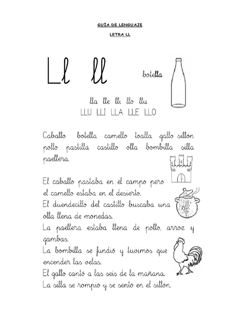 Guía de la letra LL en español | PDF