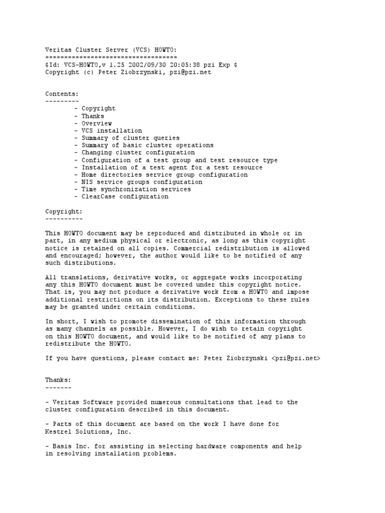 Veritas Cluster Server-VCS | PDF | Windows Registry | Computer Cluster