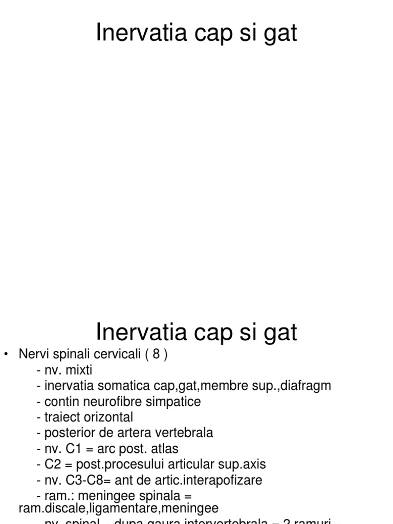 Inervatia Cap și Gât: Nervi Cervicali | PDF