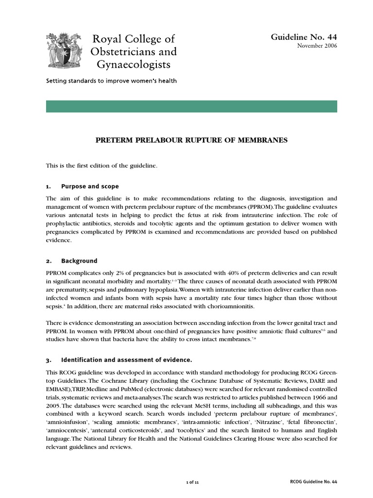 Ampicillin-Rcog Guideline On Pprom | PDF | Preterm Birth | Childbirth
