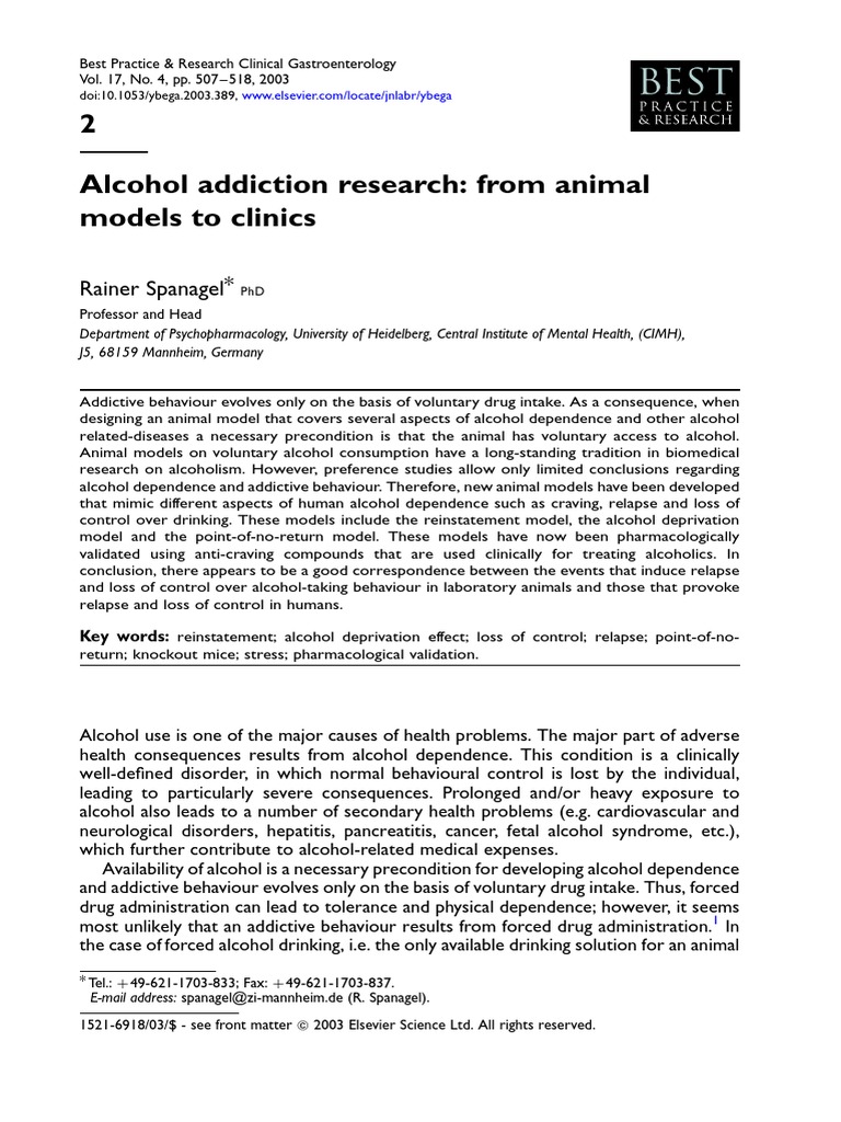 Advances in Alcohol Addiction Models | PDF | Relapse | Substance Dependence