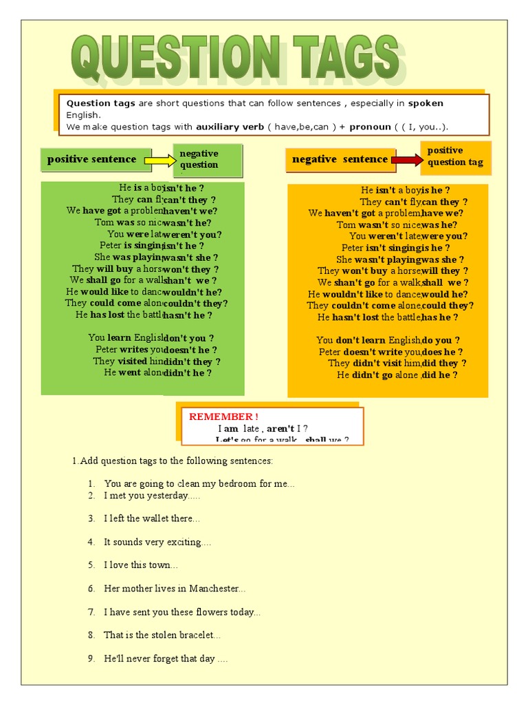 Question Tags | PDF | English Language | Languages