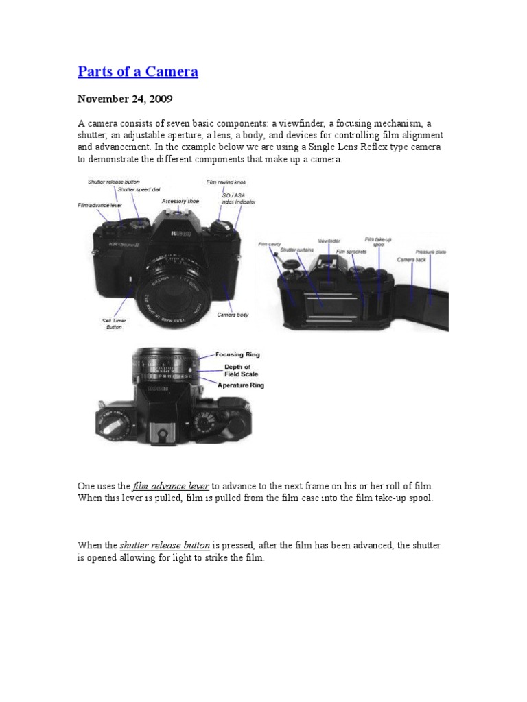 Parts of A Camera | PDF | Shutter (Photography) | Camera