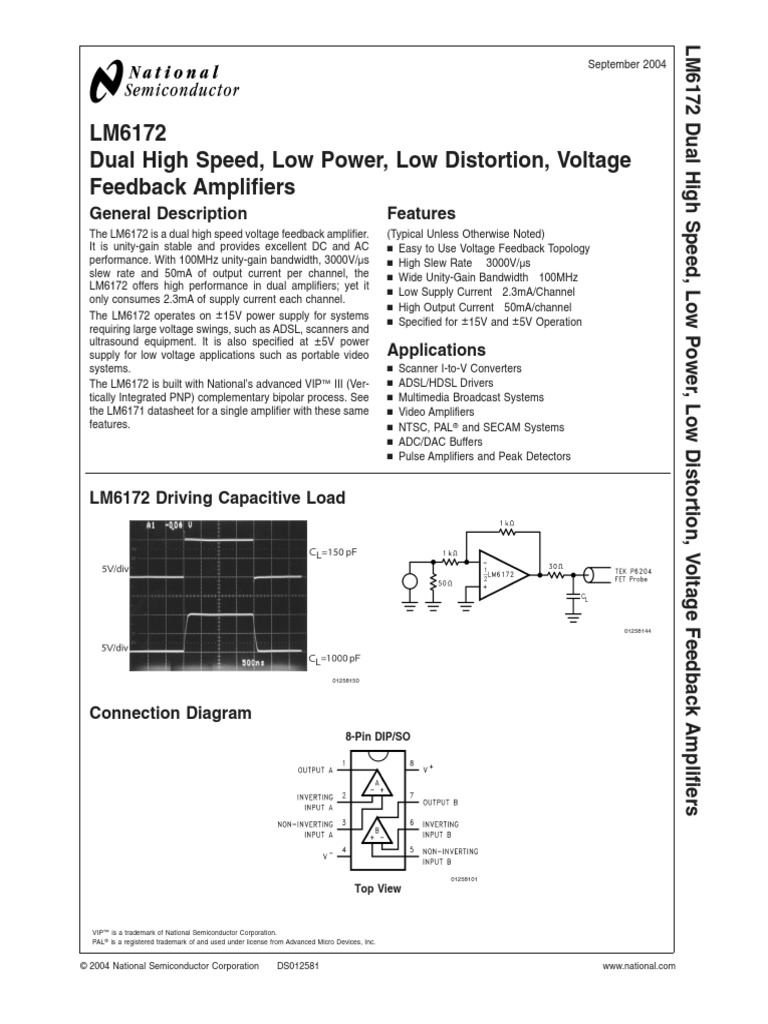 Lm6172 Op Amp Doble | PDF | Capacitor | Amplifier