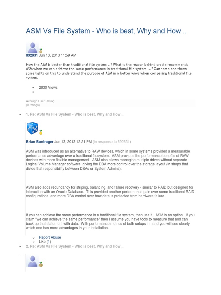 ASM vs File System | File System | Oracle Database