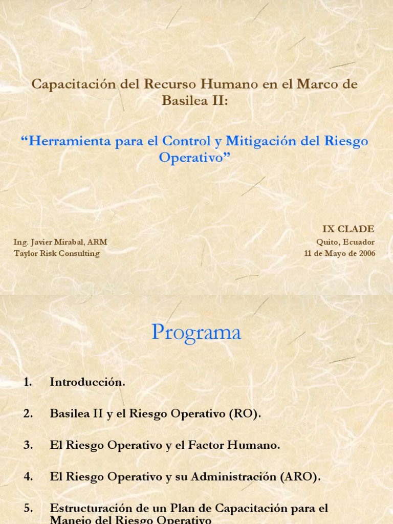 Riesgo Operativo Basile II | PDF | Basilea Ii | Riesgo