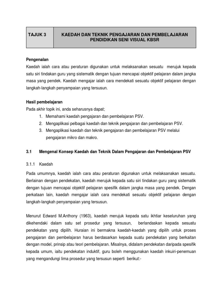 Tajuk 3 - psv3107 - Kaedah Dan Teknik P D P PSV | PDF