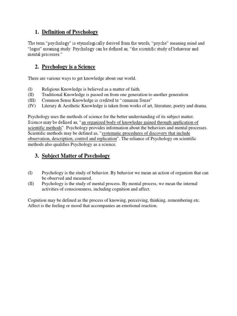 Definition of Psychology | PDF