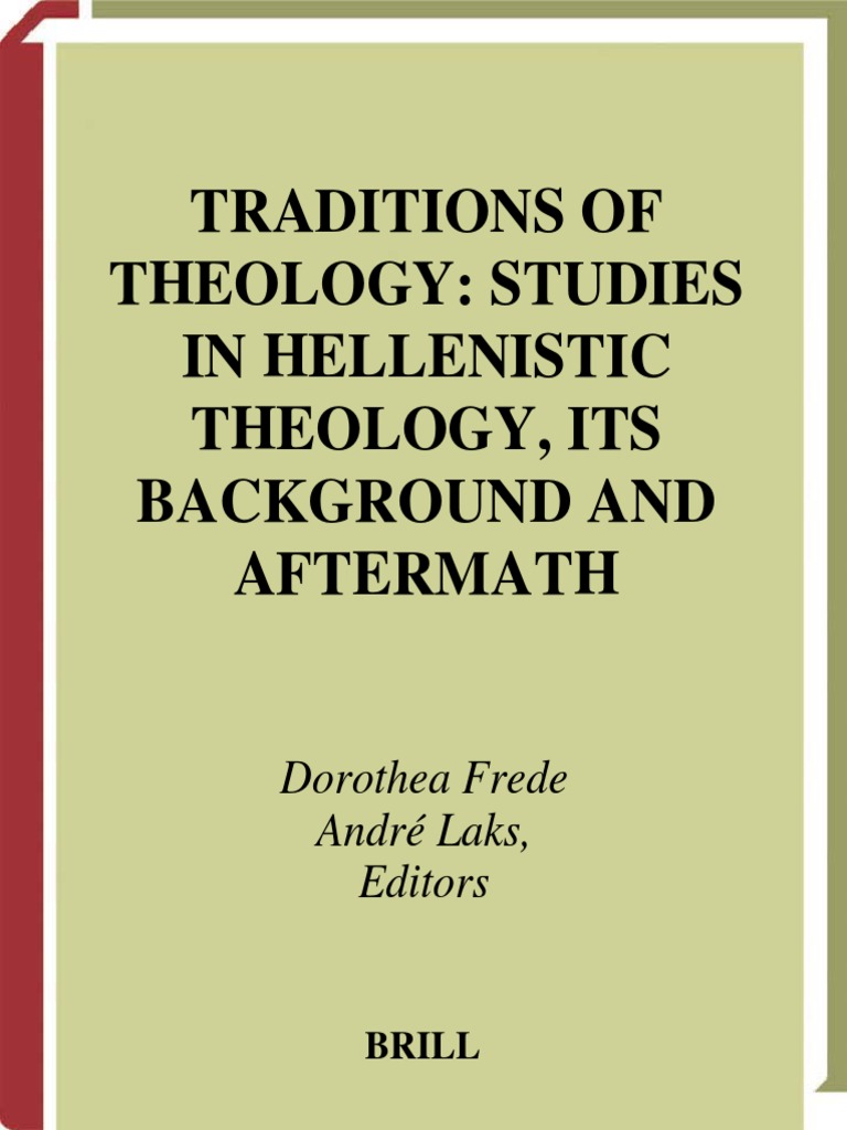 Studies in Hellenistic Theology, Its Background & Aftermath - Dorothea ...