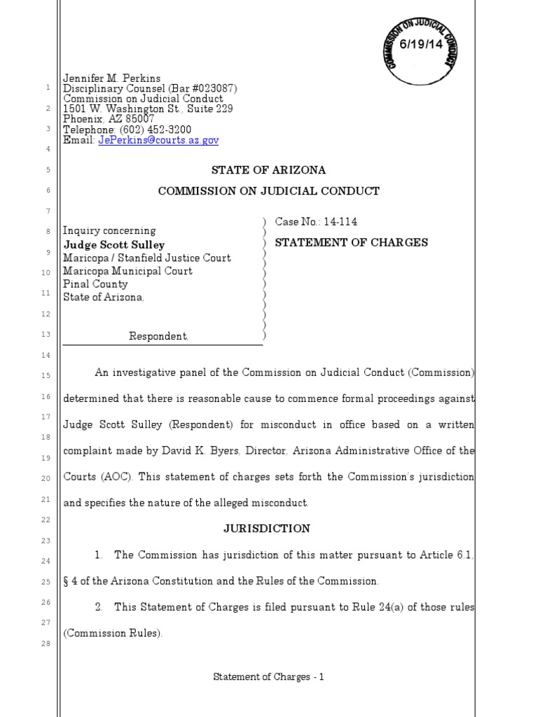 Sulley Statement of Charges | Judiciaries | Complaint