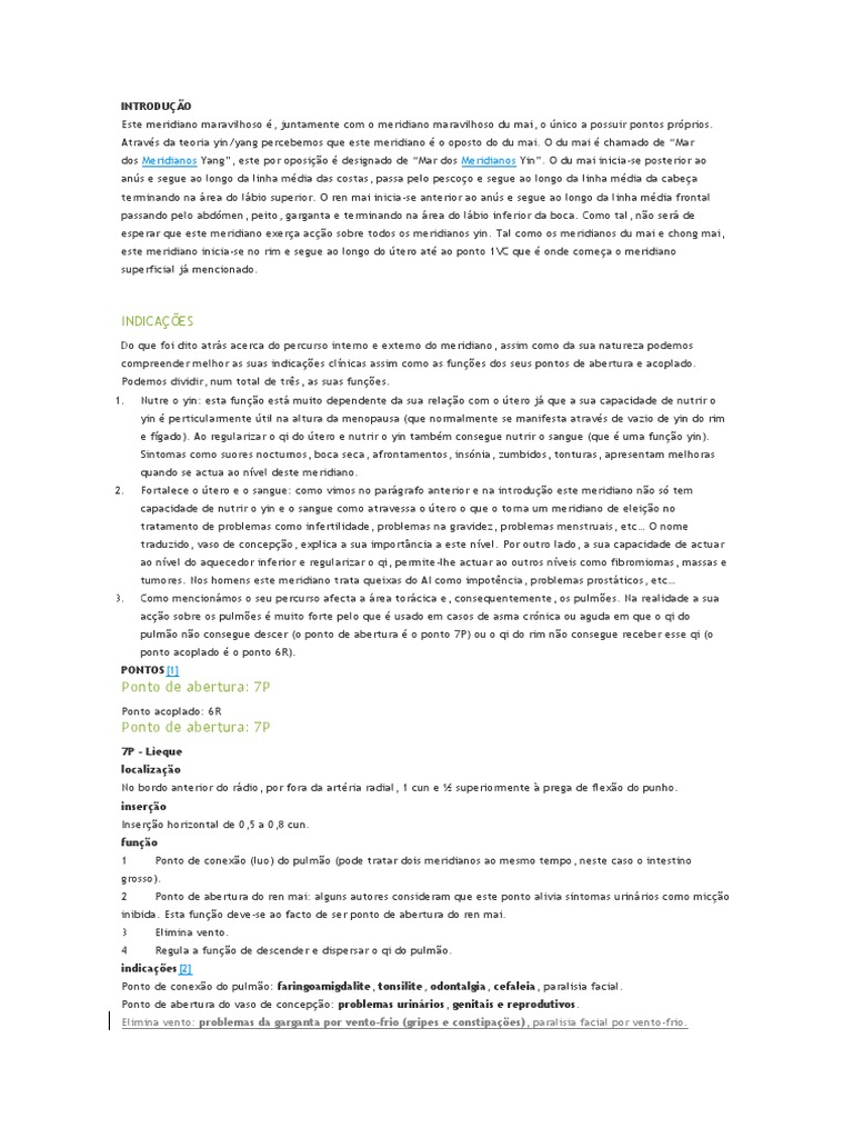 Ren Mai | PDF | Meridiano (acupuntura) | Rim